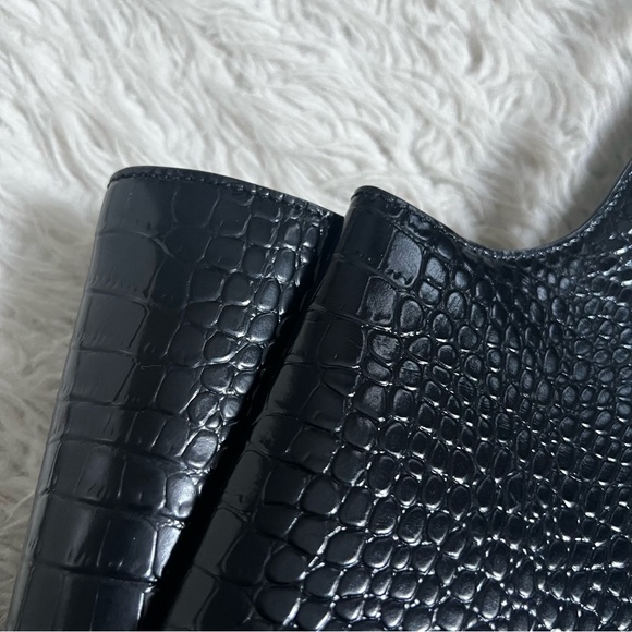The Curated | Bags | The Curated Classic Tote Black Mock Croc Leather ...